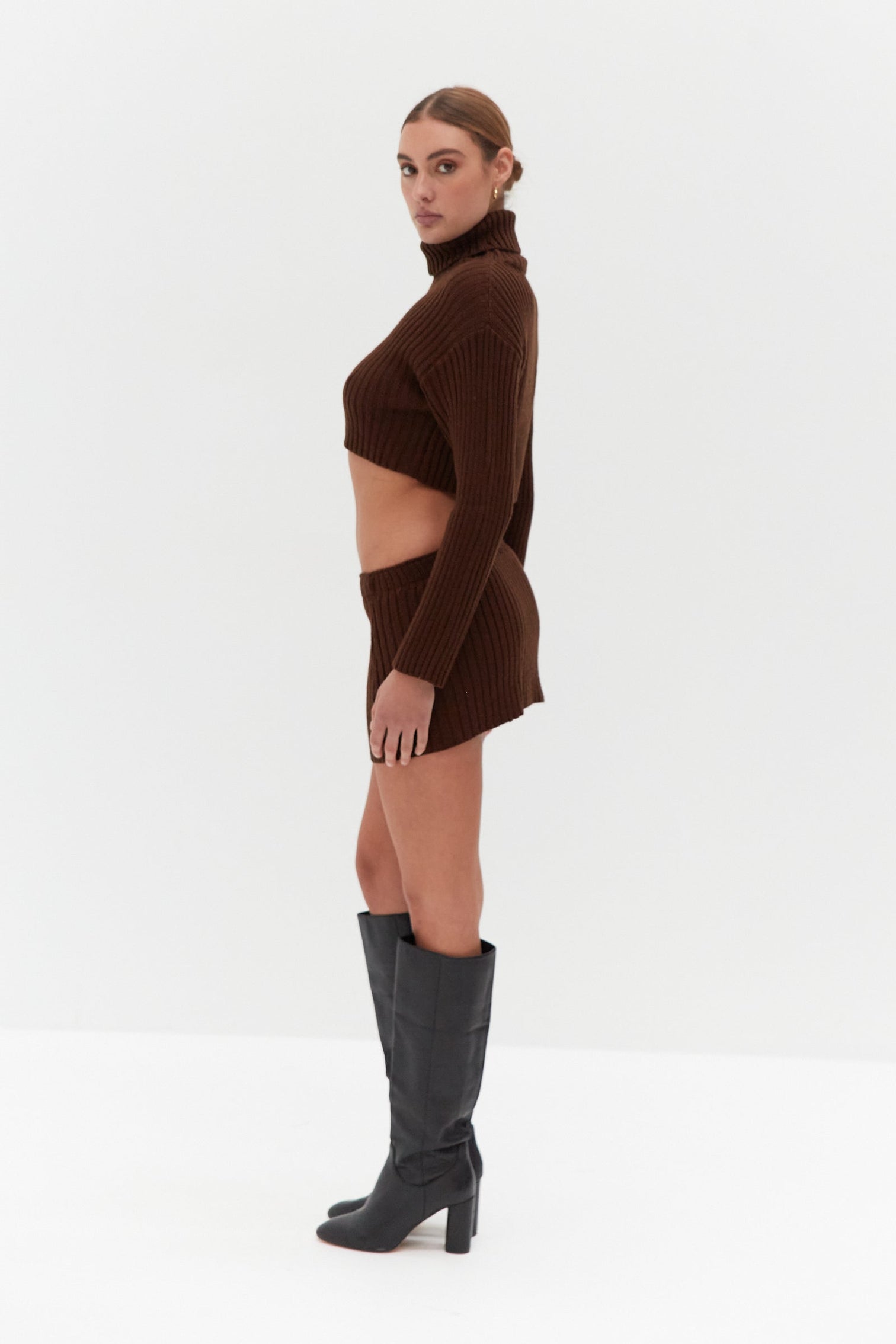 Chunky Knit Crop Skivvy - Brown – Style Addict®