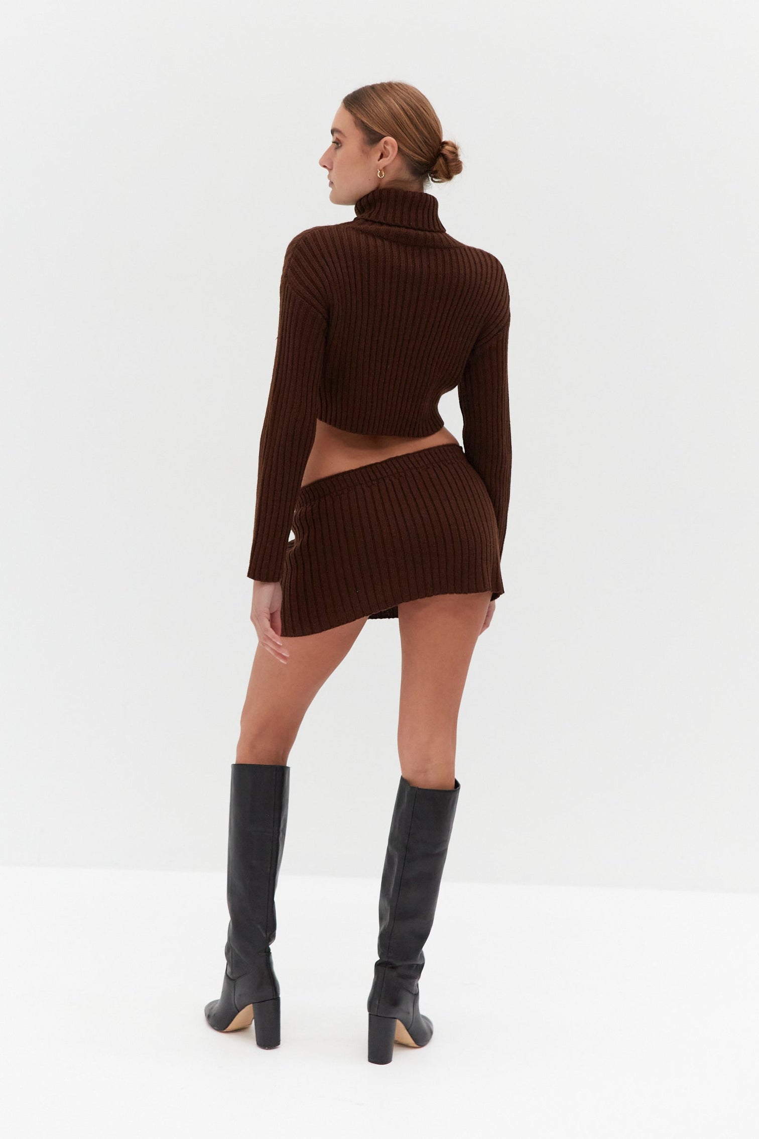 Chunky Knit Crop Skivvy - Brown – Style Addict®