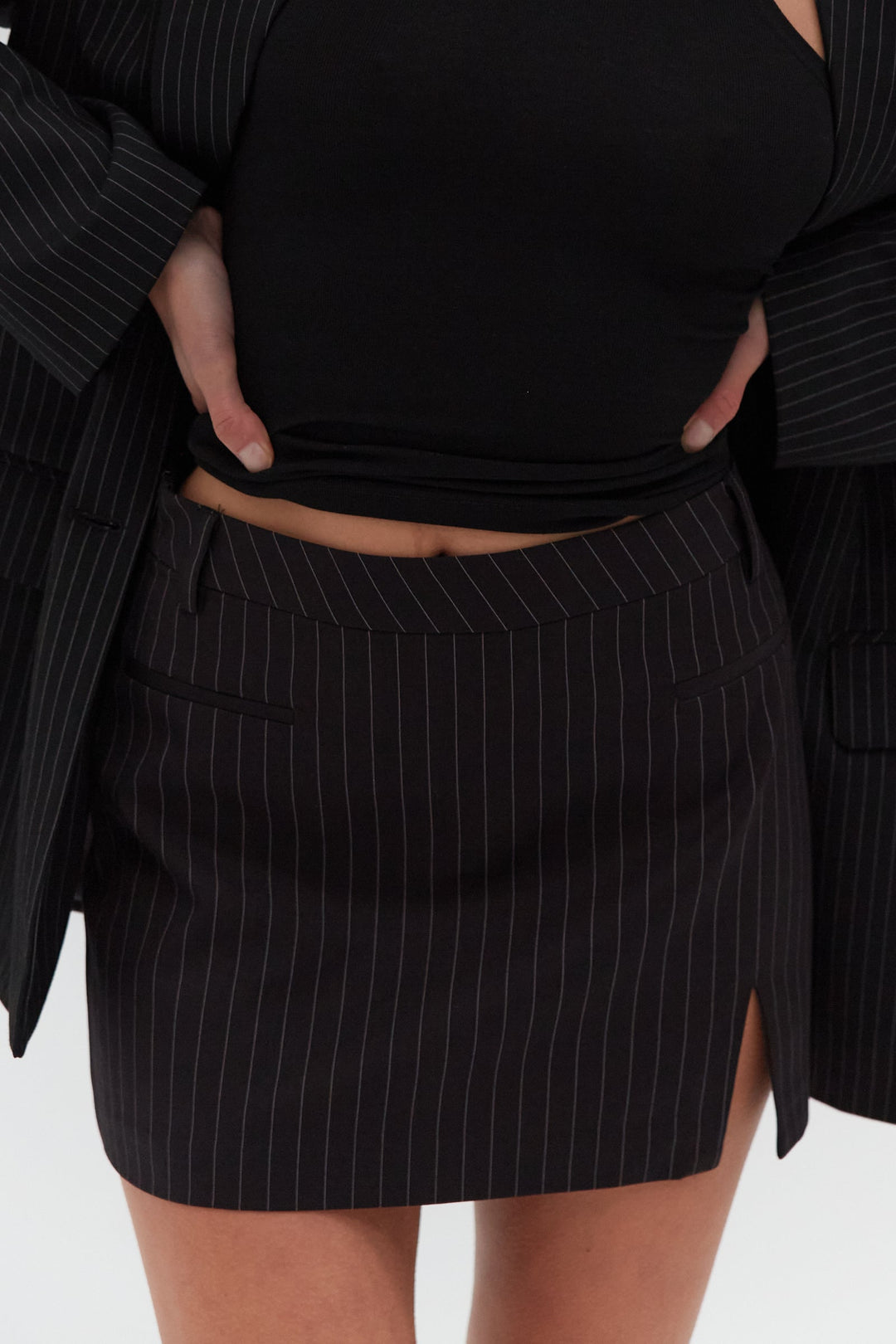 Side Split Mini Skirt - Pinstripe – Style Addict®