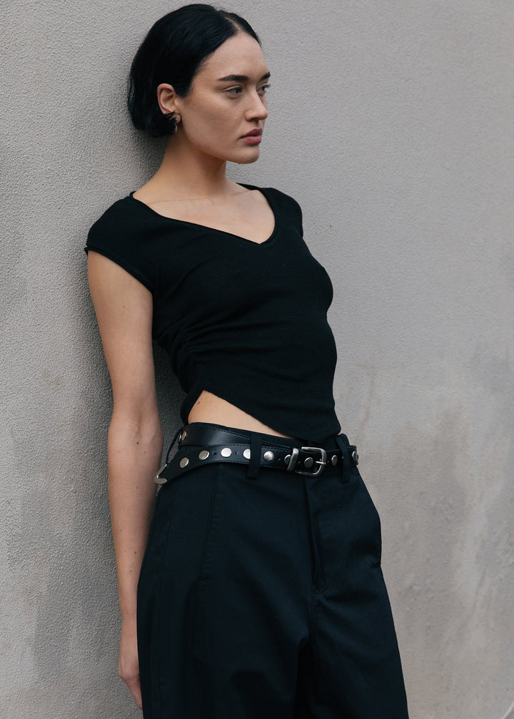 Rachel Curved Hem Top - Black – Style Addict®